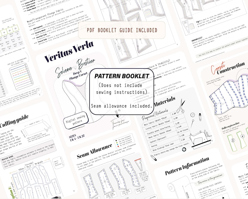 DEEP PLUNGE V Neck Corset Sewing Pattern Bustier Pattern PDF Lace-up ...
