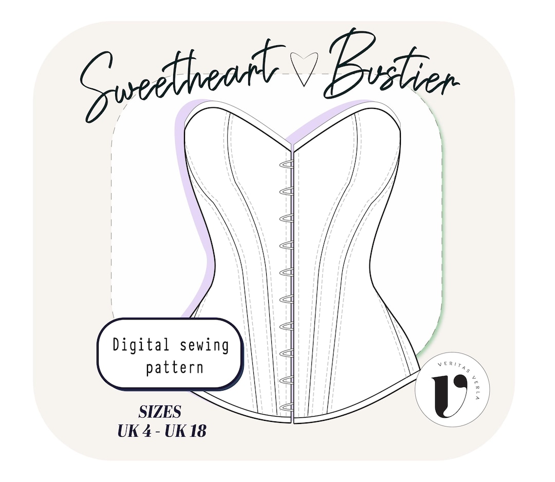 SWEETHEART CORSET Sewing Pattern Bustier Top Digital Pdf Sewing Pattern ...