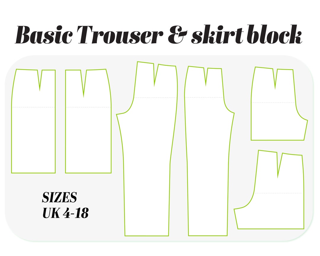 TROUSER PATTERN High Waist Pants Sloper Skirt Pdf Pattern Basic Block ...