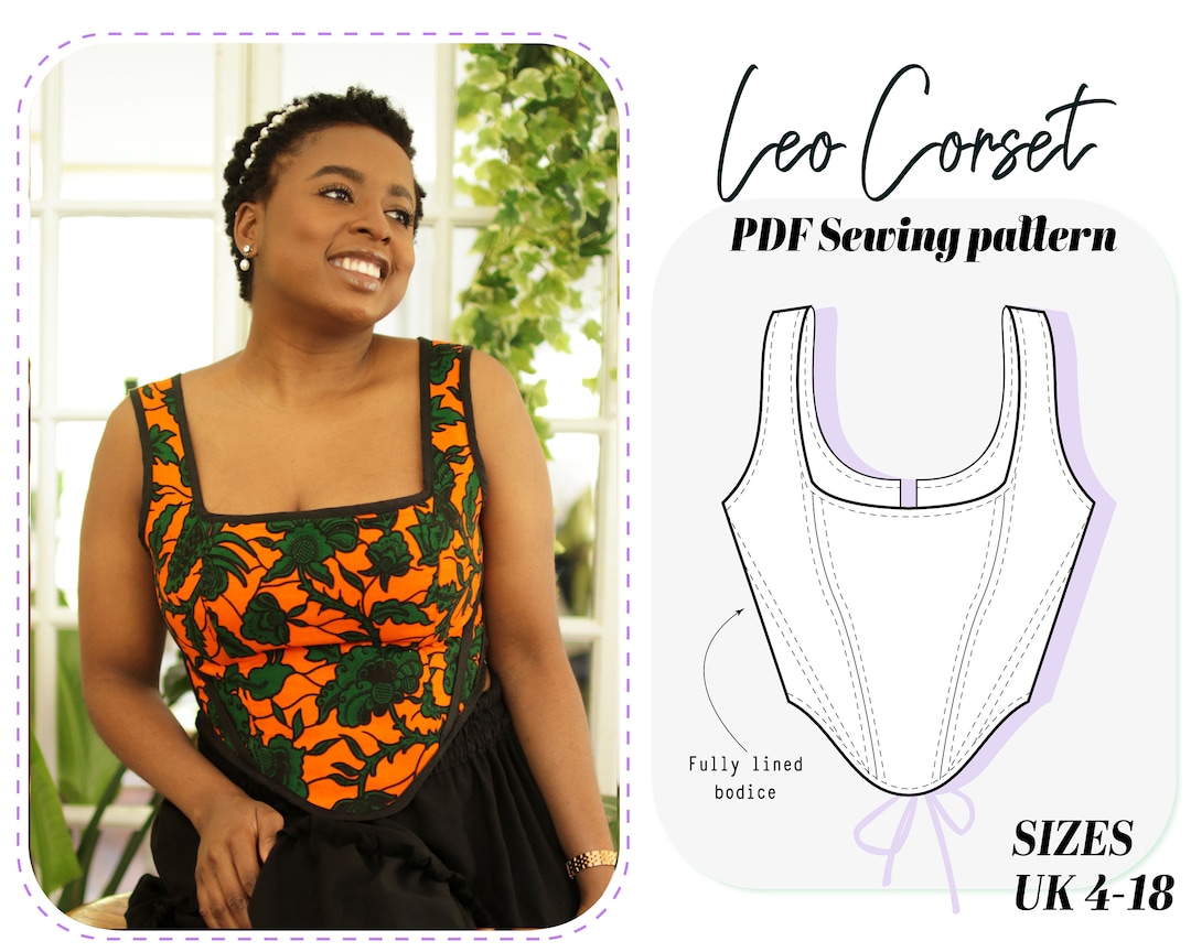 CORSET TOP Pattern, Corset Pattern Pdf, Crop Top Bustier Pdf Sewing ...