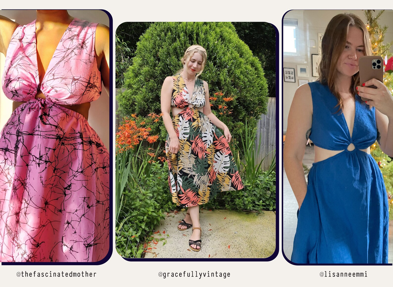 Keyhole V-neck Dress Sewing Pattern With Gathered Skirt, Ring Cutout ...