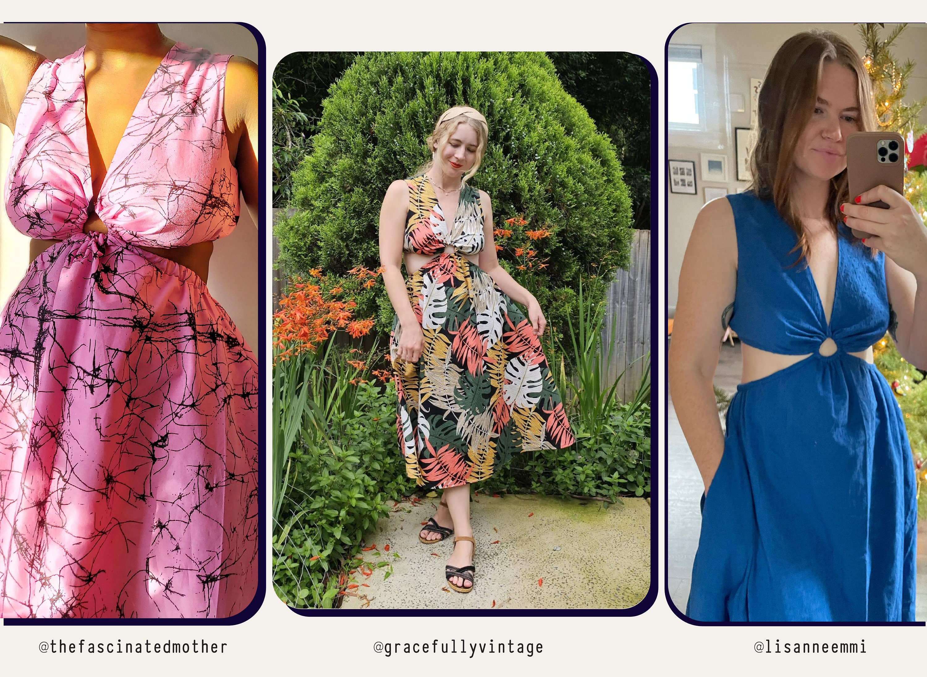 Keyhole V-neck Dress Sewing Pattern With Gathered Skirt, Ring Cutout ...