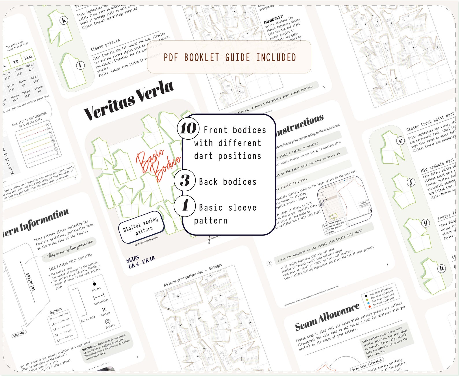 BASIC BODICE Block Sewing Pattern, Women's Bodice Block/torso & Sleeve ...