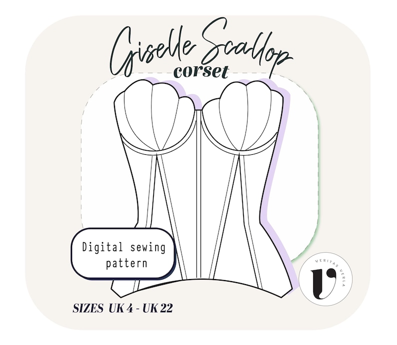 SCALLOP CUP Corset Sewing Pattern- Strapless Seashell Bustier Pdf ...