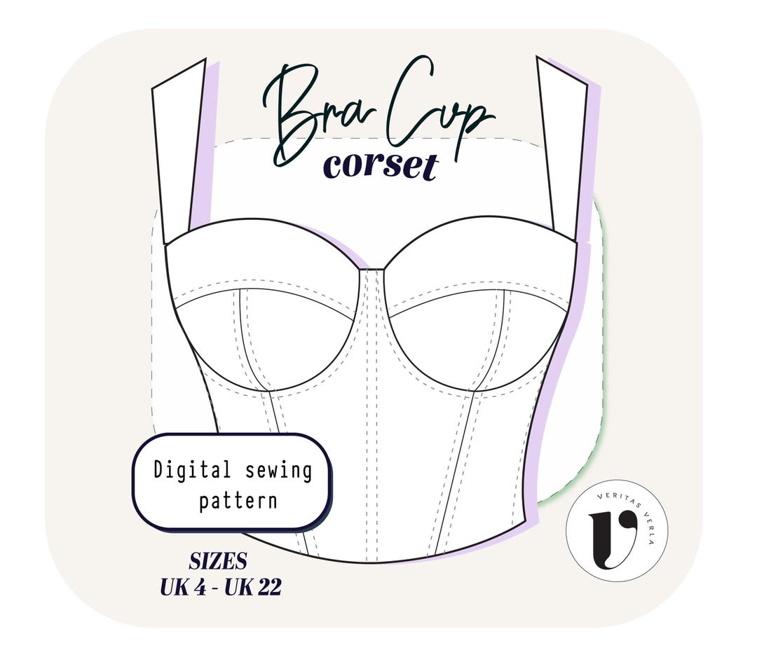 BRA CUP CORSET Sewing Pattern Digital Pdf, Underwire Bra Cup Bustier ...