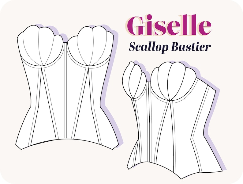SCALLOP CUP Corset Sewing Pattern- Strapless Seashell Bustier Pdf ...
