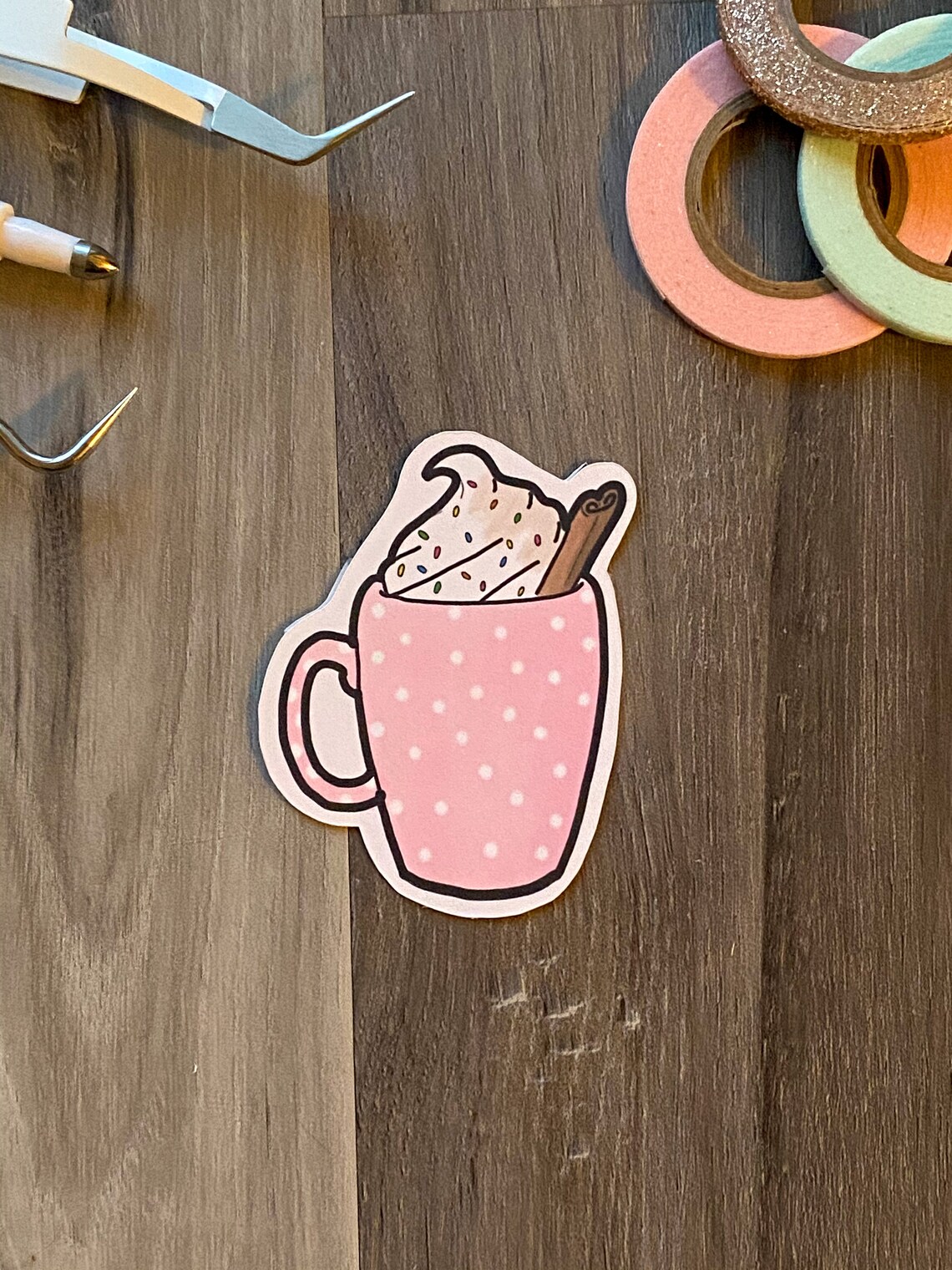 Cute Hot Cocoa hand drawn mug sticker | Etsy