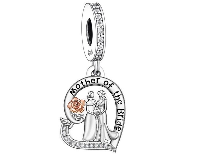 Mother of the Bride Charm, Sterling Silver Bridal Charm for Necklace or ...