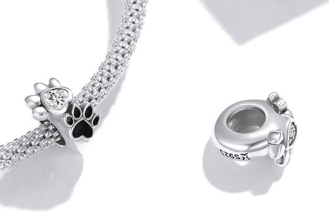 Charms for pandora bracelet Pet's Paw Print Charm 925 | Etsy