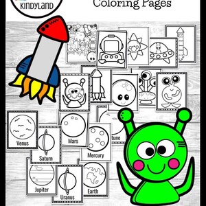 Outer Space Coloring Pages, Printable Booklet: Moon, Planet, Sun ...