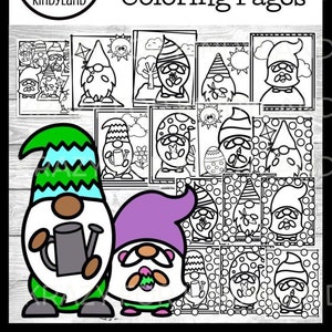 Gnomes Coloring Pages Booklet, Spring, Easter, March, April, Kids ...