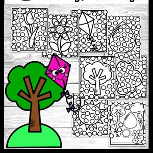 Spring Coloring Dauber Booklet for Kindergarten: Sun, Tree, Flower ...