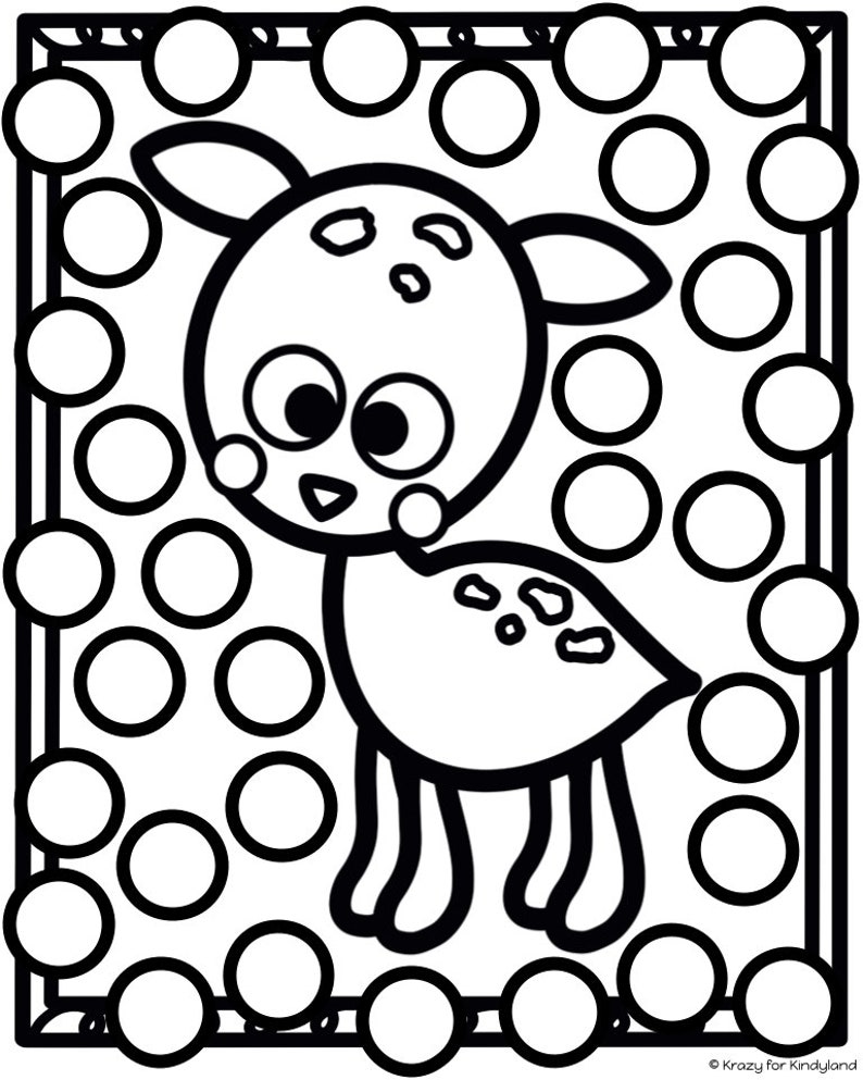 Spring Animal Coloring Dauber Pages: Rabbit, Duck, Frog, Bird, Dotter ...