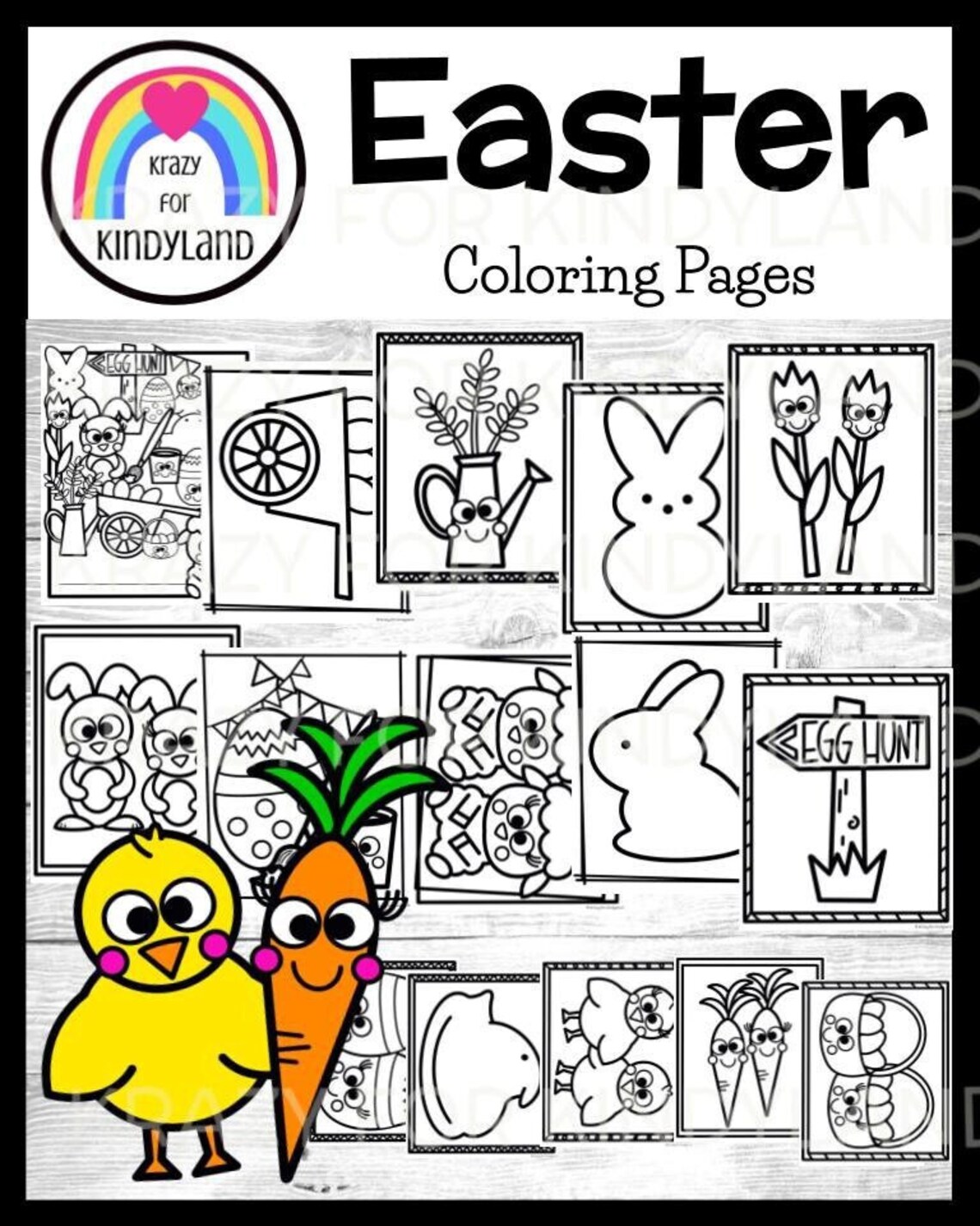 Easter Coloring Pages Booklet: Spring, Bunny Rabbits, Chicks, Carrots ...