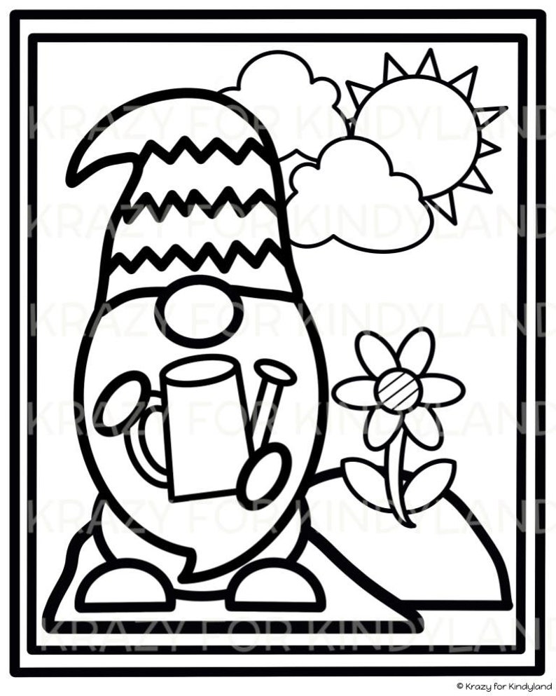 Gnomes Coloring Pages Booklet, Spring, Easter, March, April, Kids ...