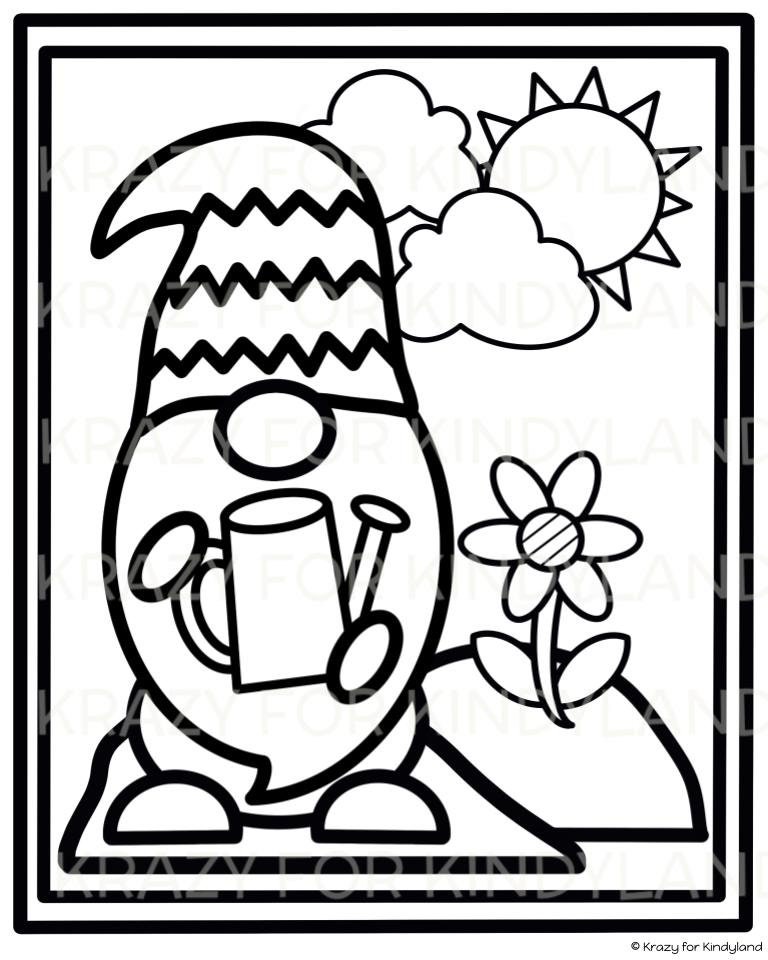 Gnomes Coloring Pages Booklet, Spring, Easter, March, April, Kids ...