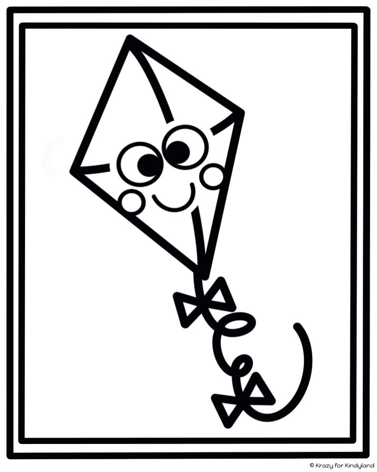 Spring Coloring Pages Printable Booklet: Sun, Cloud, Rain, Flower, Kite ...