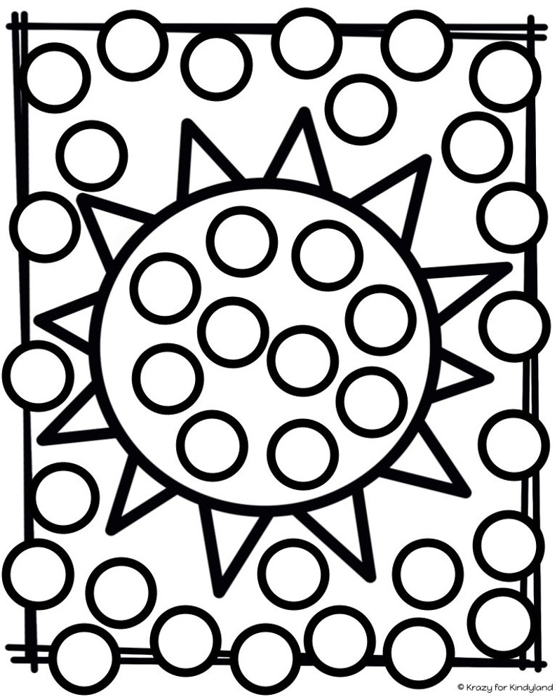 Spring Coloring Dauber Booklet for Kindergarten: Sun, Tree, Flower ...