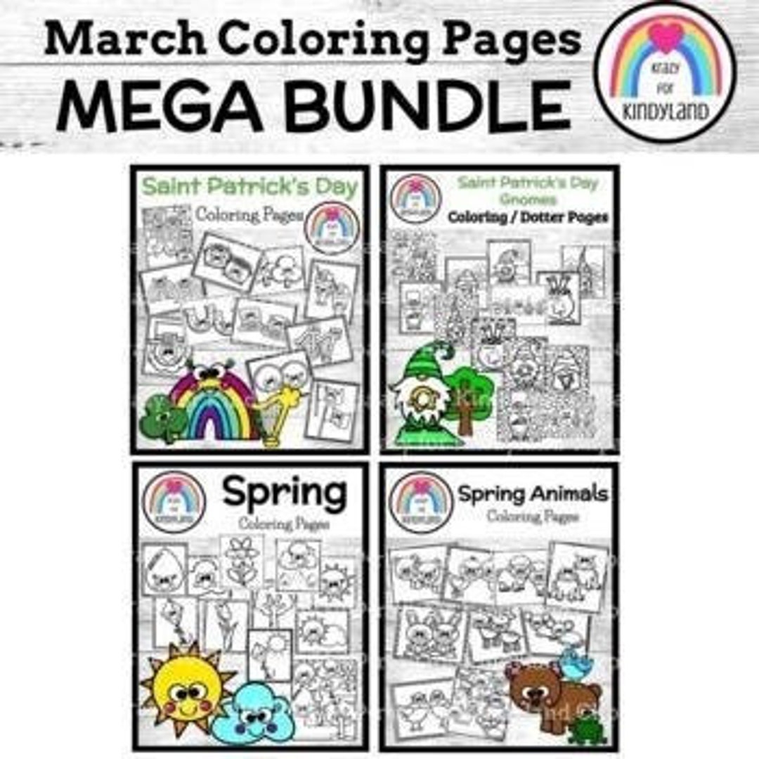 March Printable Coloring Pages Bundle: Saint Patrick's, Spring Weather ...