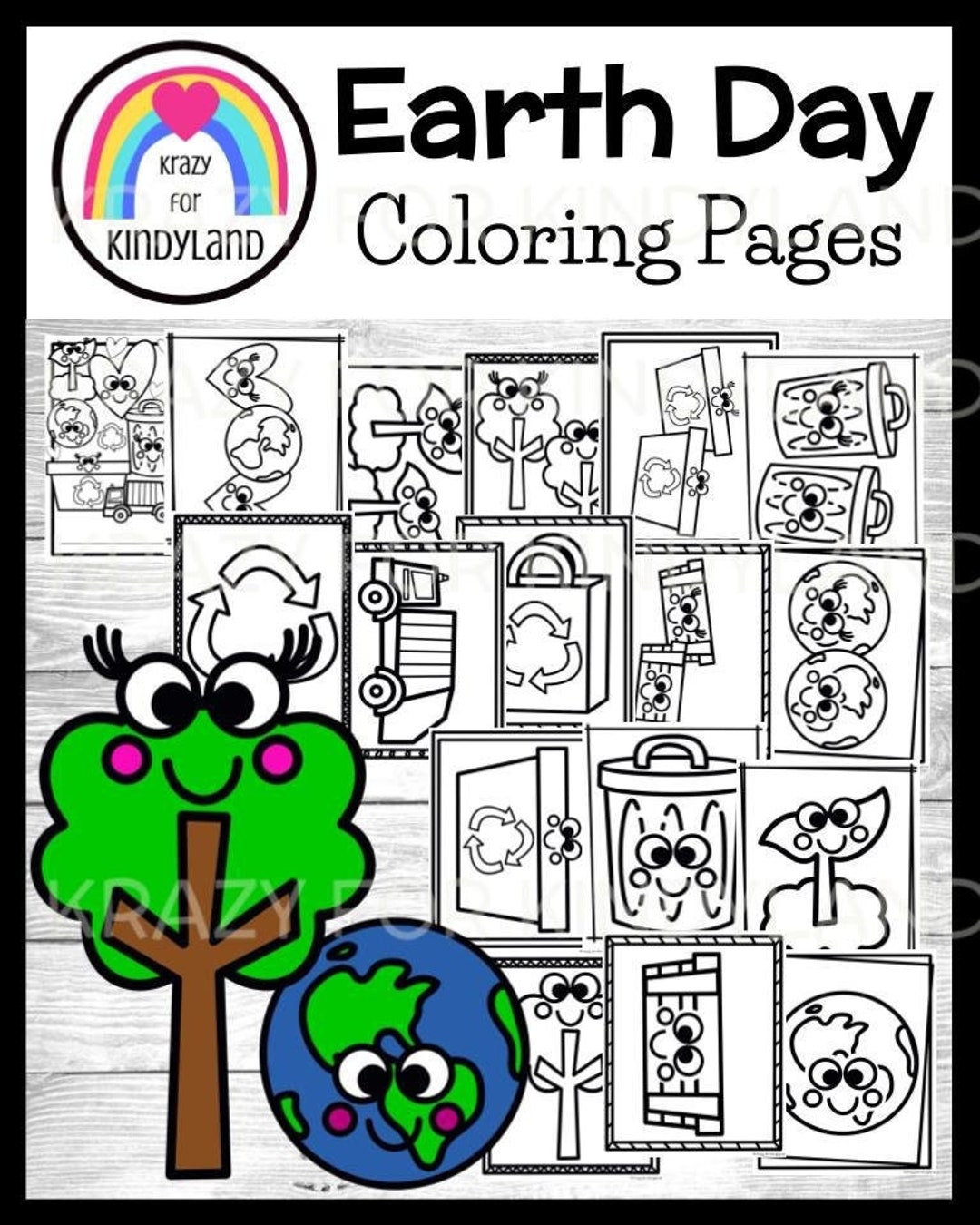 Earth Day Coloring Pages Booklet: Tree, Garbage, Recycle, Compost ...