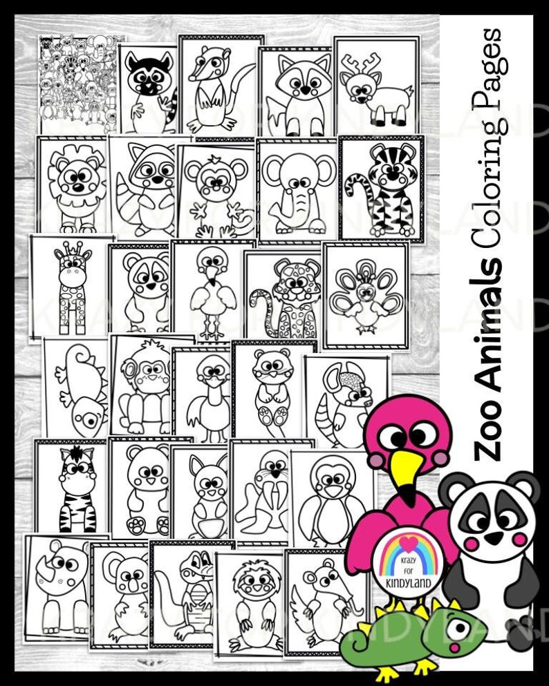 Zoo Animals Coloring Pages Booklet, Kids Coloring Pages, Coloring Book ...