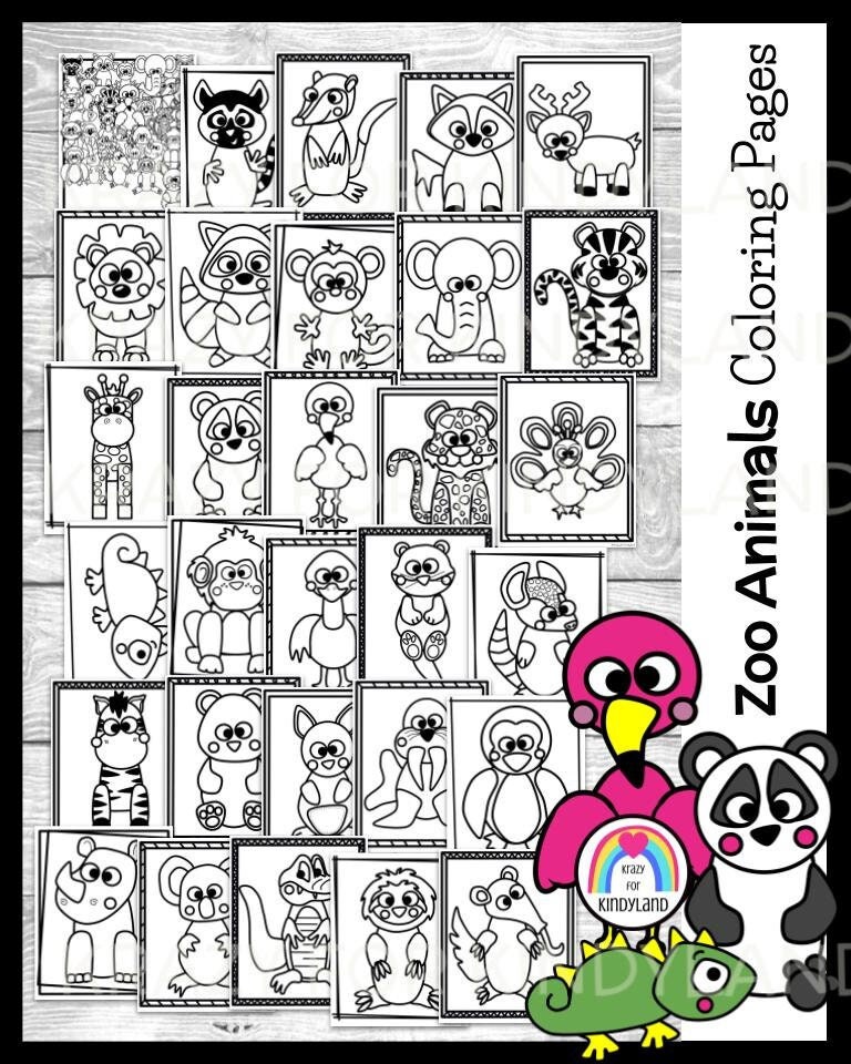 Zoo Animals Coloring Pages Booklet, Kids Coloring Pages, Coloring Book ...