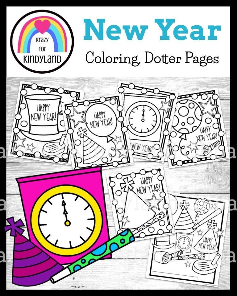 New Year Coloring Pages Kids Coloring Pages Coloring Book - Etsy