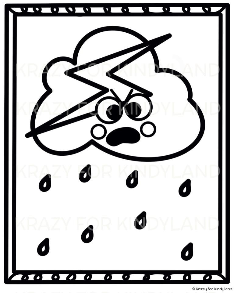 Weather Coloring Pages Booklet: Sun, Storm, Rain, Wind, Partly Cloudy ...