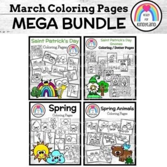 March Printable Coloring Pages Bundle: Saint Patrick's | Etsy