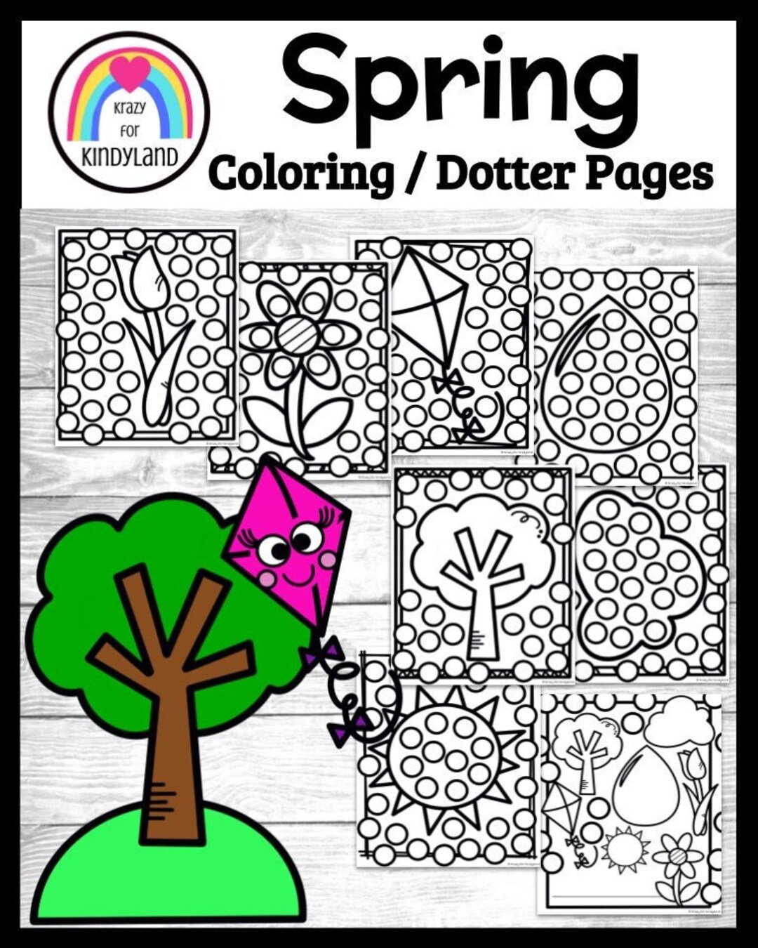 Spring Coloring Dauber Booklet for Kindergarten: Sun, Tree, Flower ...
