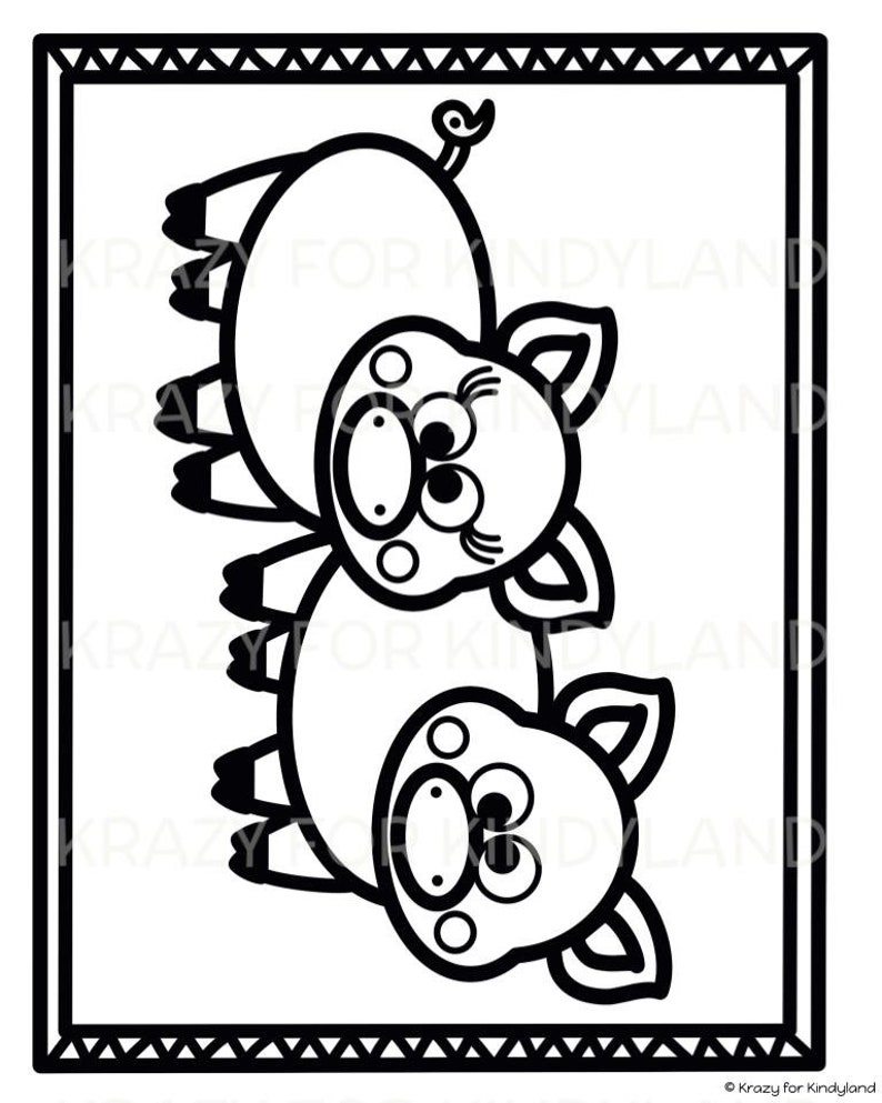 Farm Animal Coloring Pages Booklet: Cow, Horse, Pig, Chicken, Dog, Cat ...