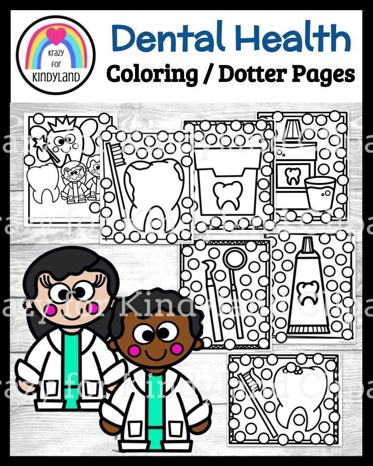 Teeth and Dental Health Coloring and Dotter Pages: Printable | Etsy