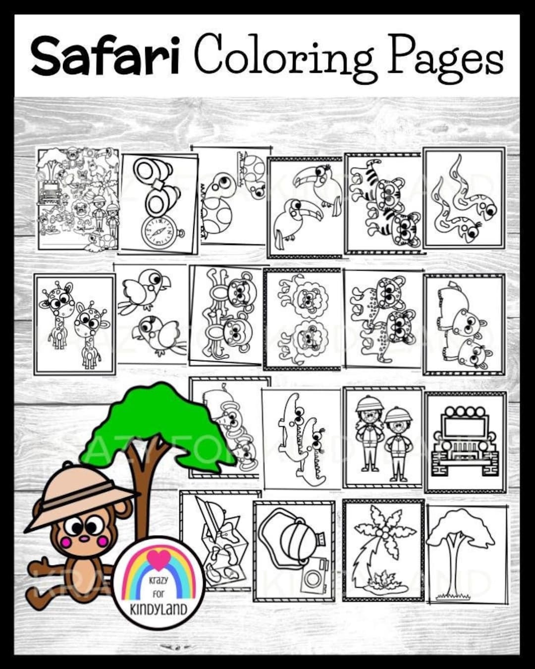 Safari / Rainforest / Jungle Coloring Pages Booklet: Tiger, Lion ...