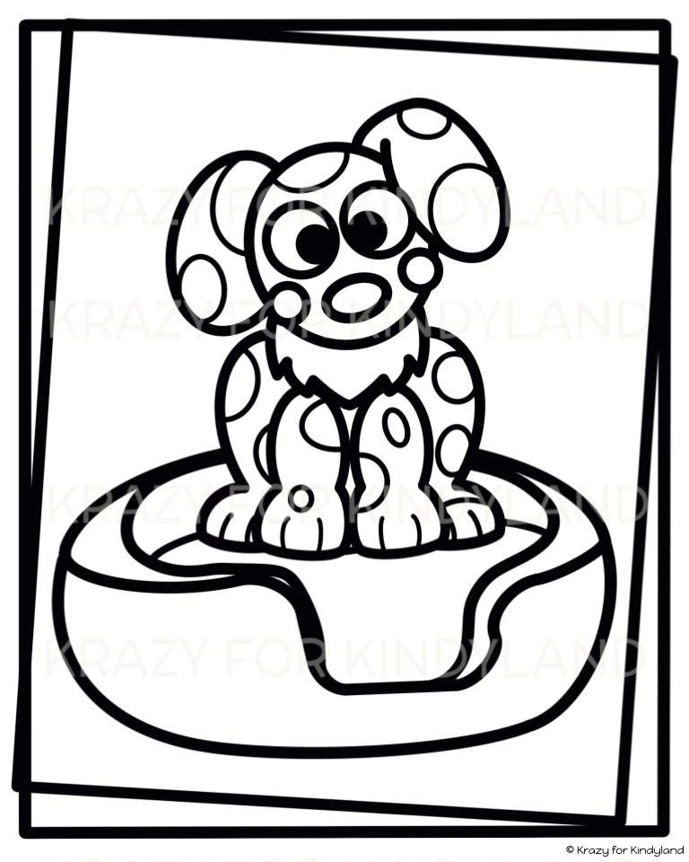 Puppy Dog Coloring Pages Booklet: Pets, Collar, Doghouse, Treats, Paw ...