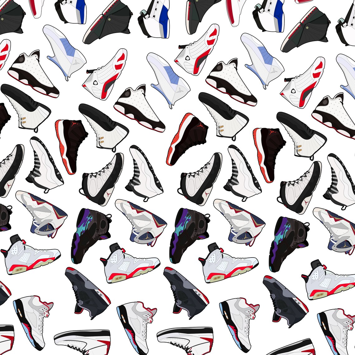 Air Jordan Collection 1 14 Illustration Pattern Hypebeast Etsy
