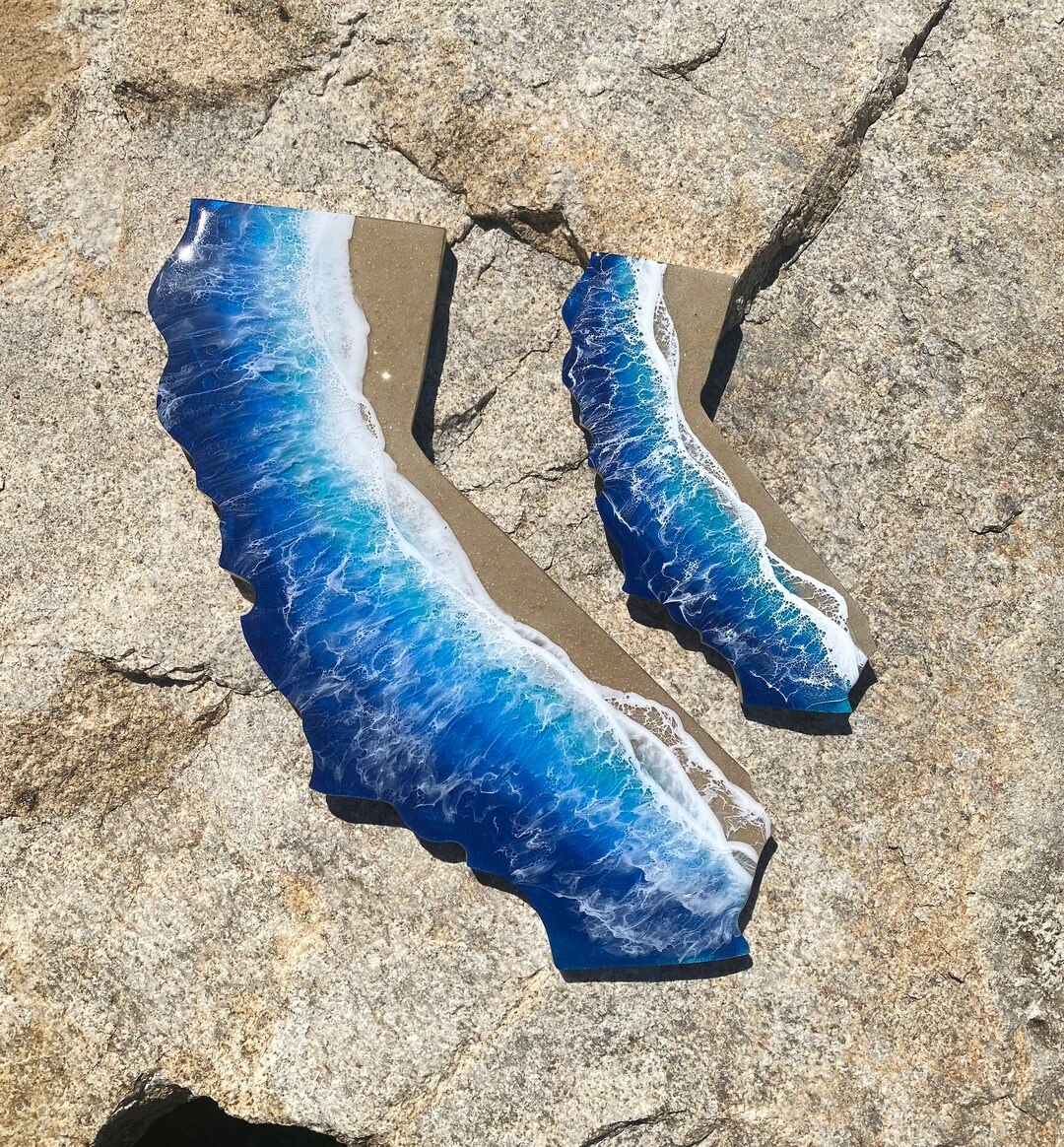 California Ocean Resin Art, 14 and 8in CA St Cut Out, Ocean Art Resin ...