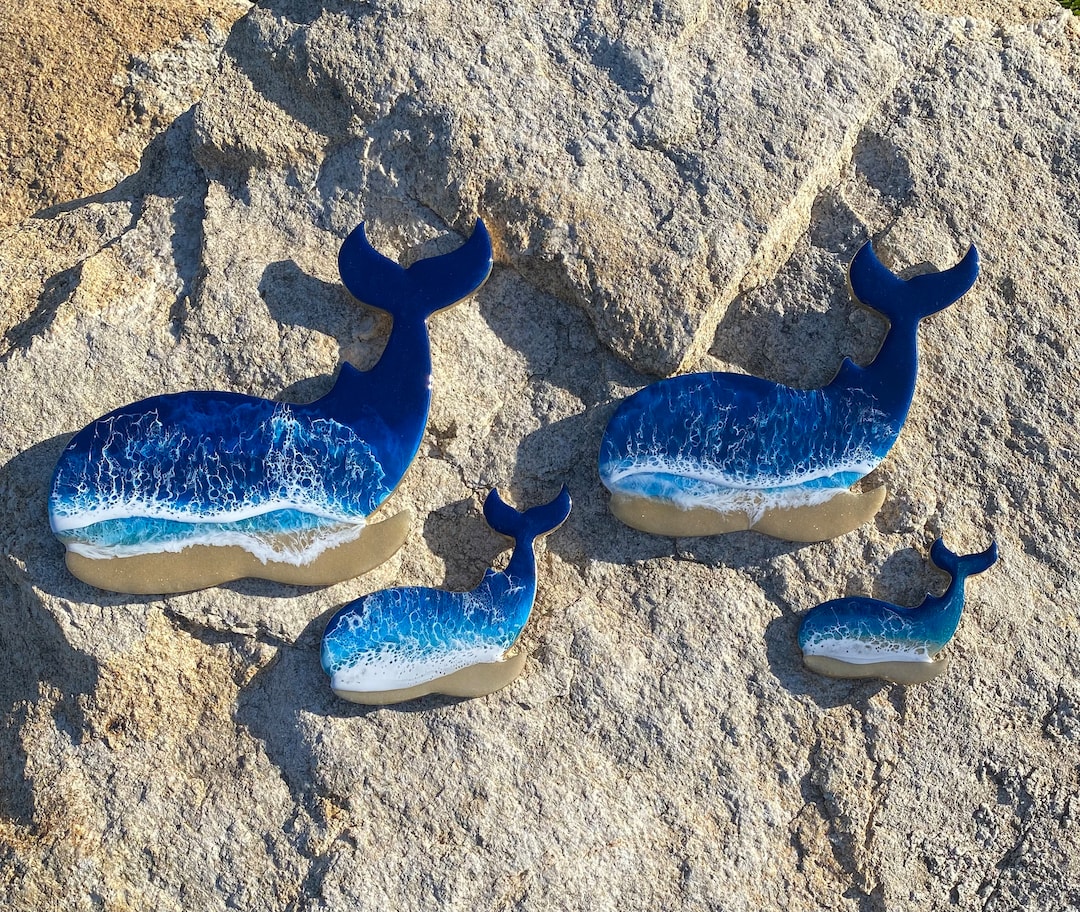 Ocean Resin Art Whale Family, Whale Decor, Sea Animals, Ocedan Decor ...