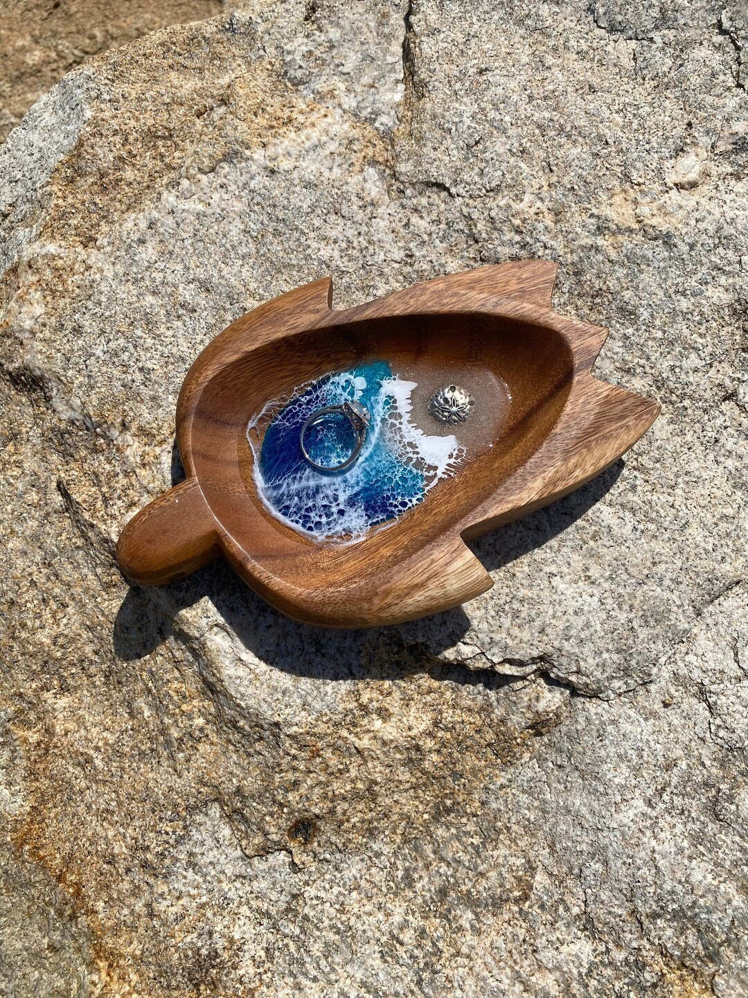 Sea Turtle Wood Dish, Sea Turtle Ocean Resin Tray, Ocean Trinket Tray ...