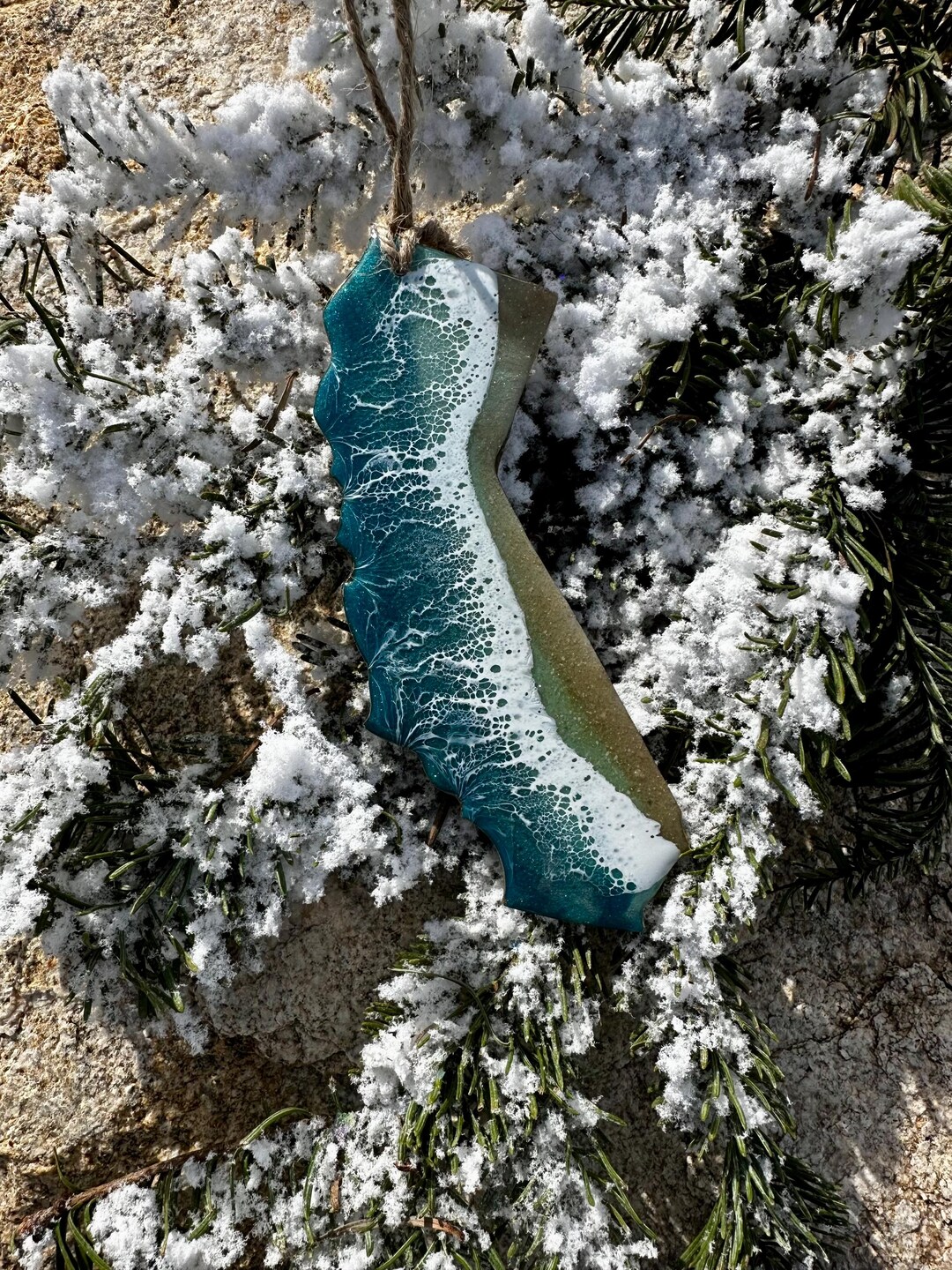 Resin Ocean California Ornament: Wood Beach Christmas Decor - Etsy