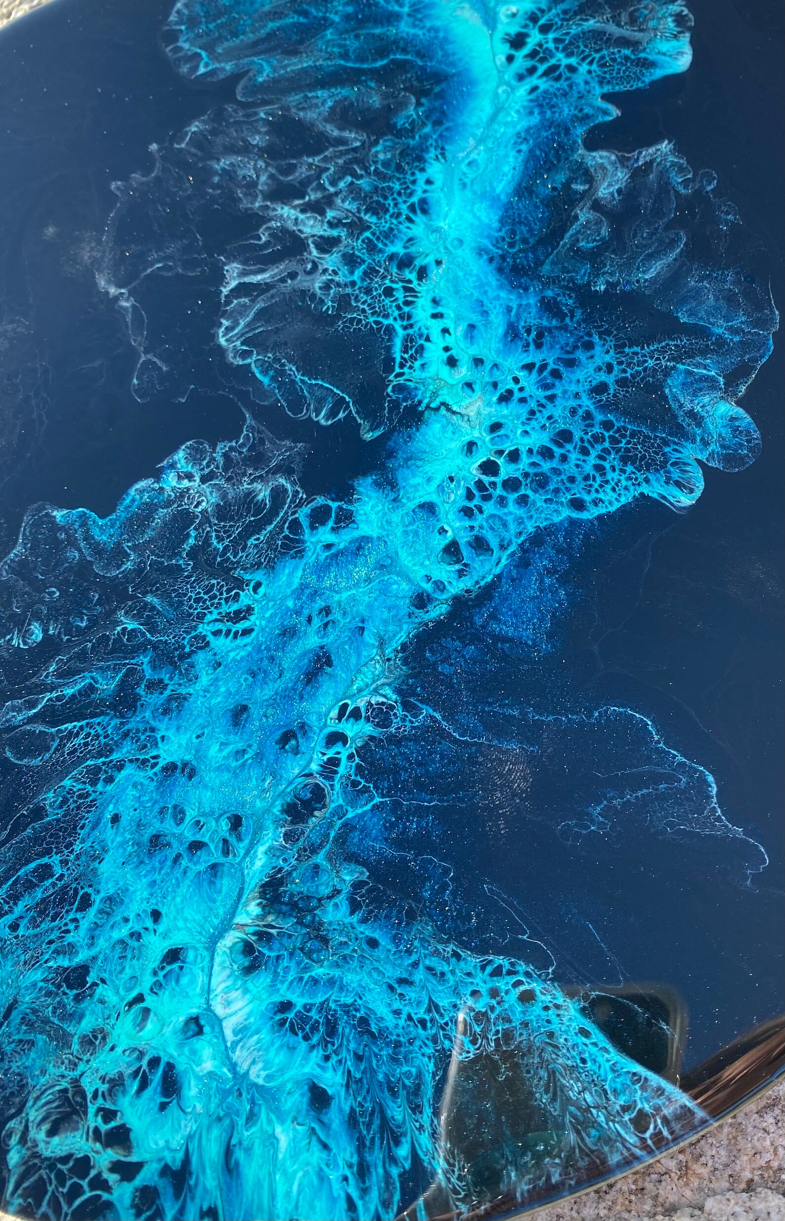 12 Black Dutch Pour W Iridescent Ocean Colors, Abstract Painting, Dutch ...