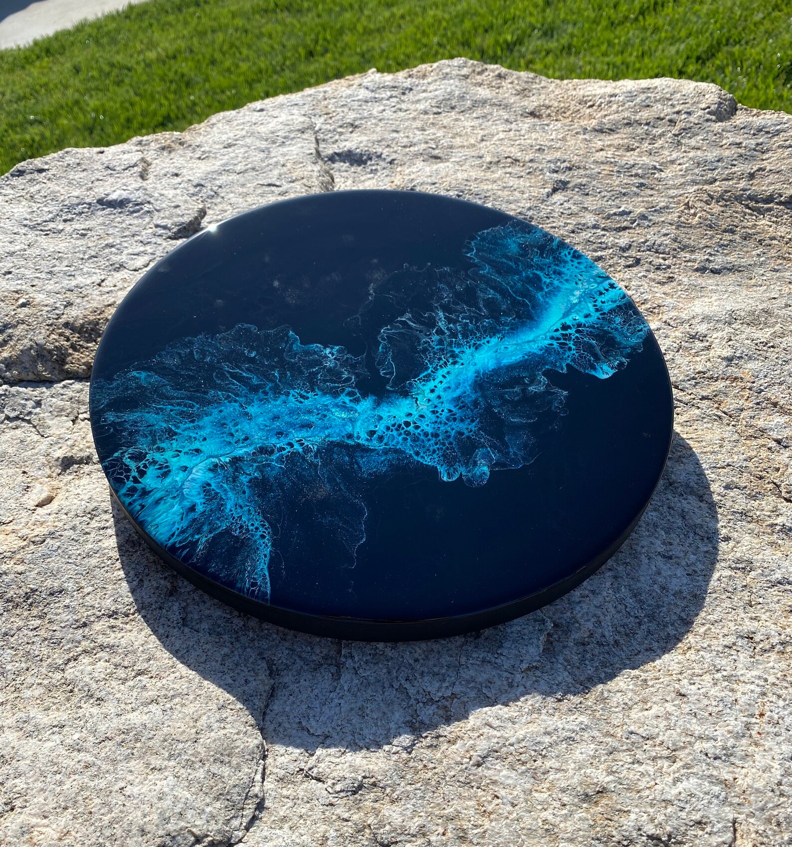 12 Black Dutch Pour W Iridescent Ocean Colors, Abstract Painting, Dutch ...