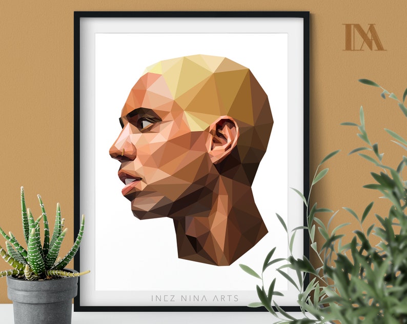 Abstract Man Portrait, Printable Wall Art, Geometric, Low Poly, Polygon ...