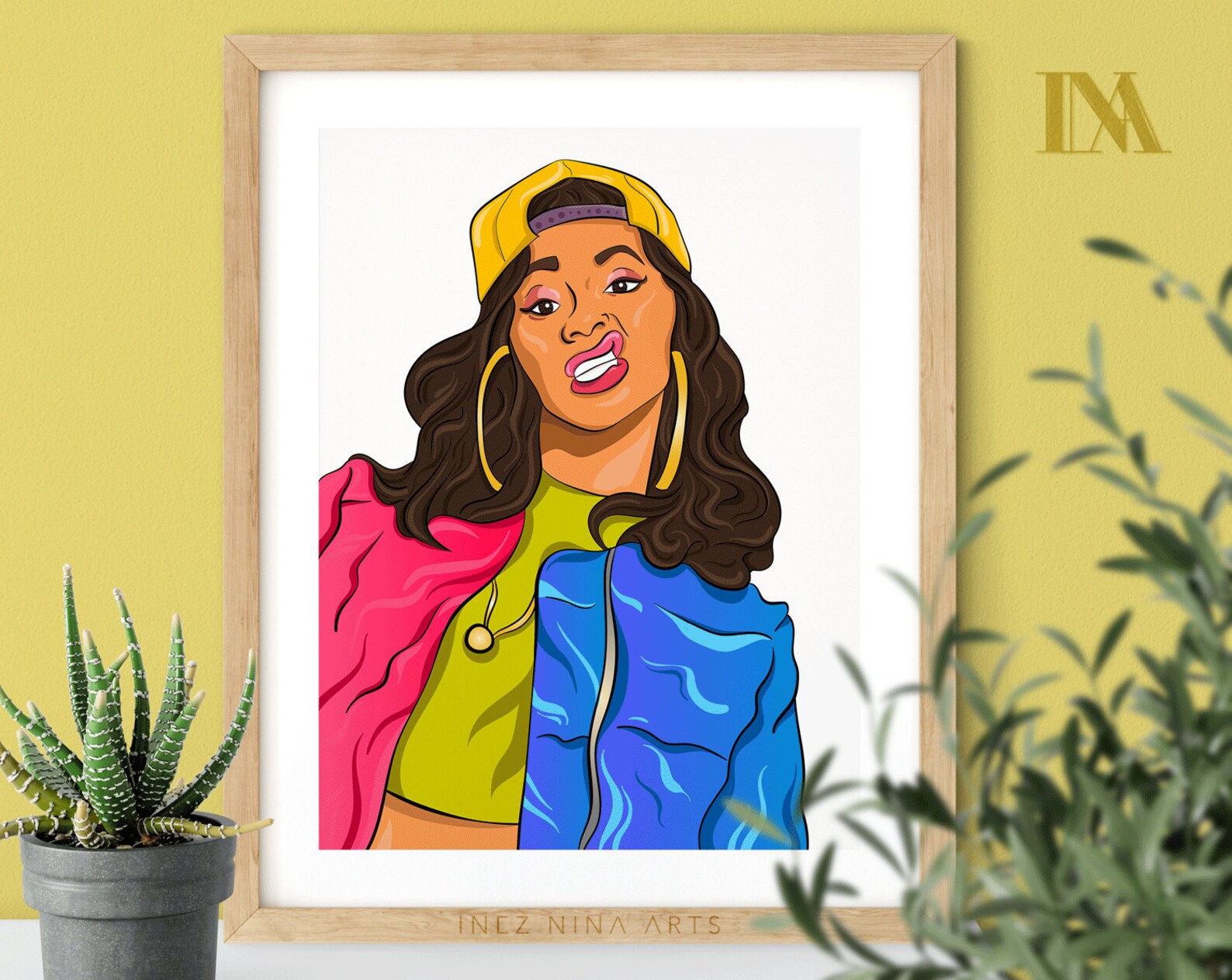 Cardi B Portrait, Printable Wall Art, Cartoon, Home Decor, Poster ...