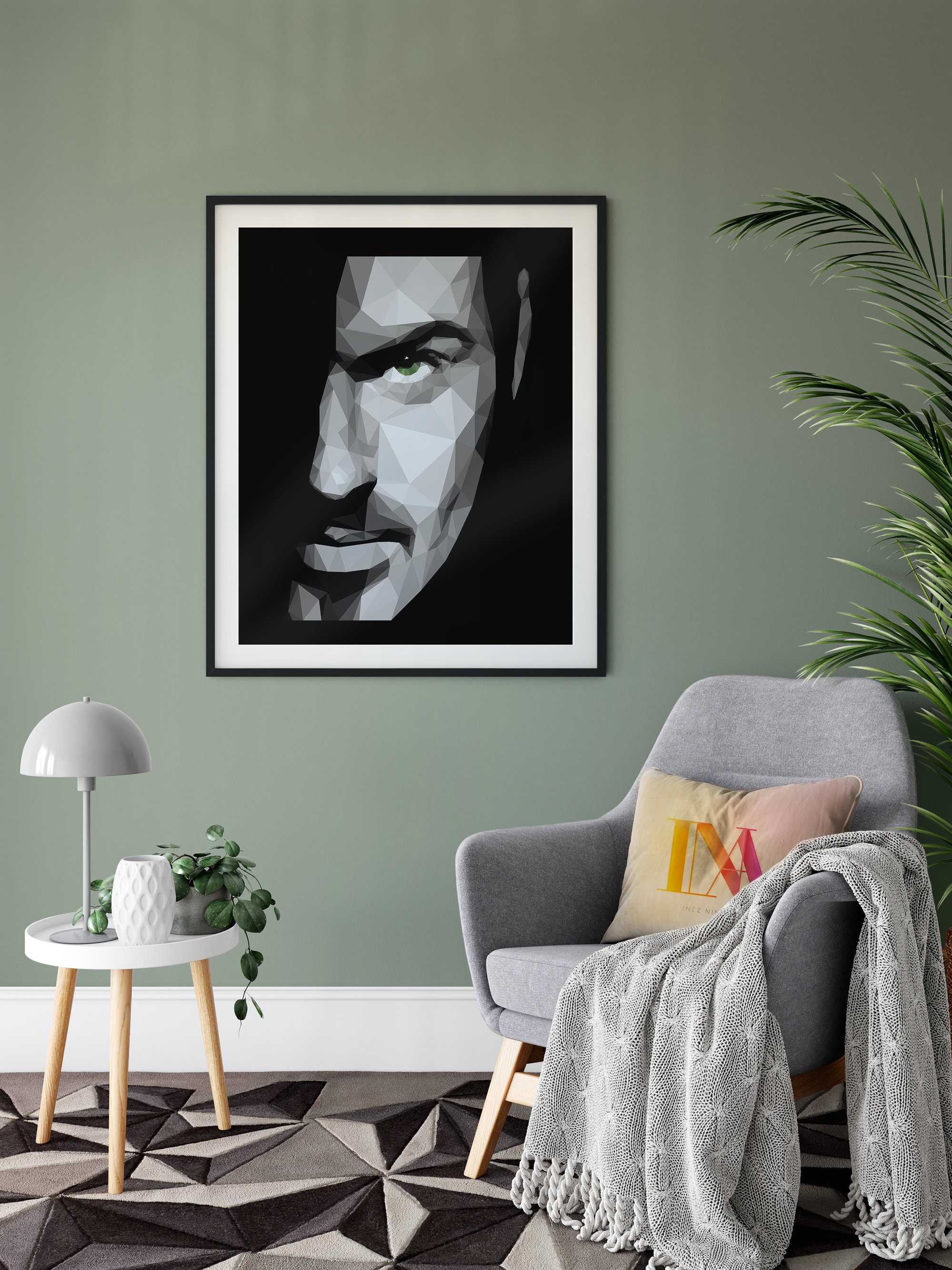 George Michael Poster, Wall Art, Printable Portrait, Geometric, Low ...