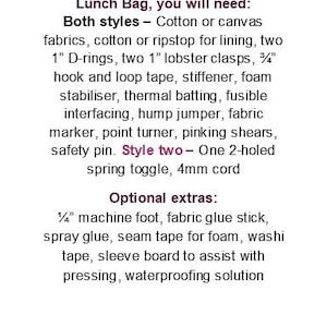 Lovely Lunch Bag PDF Pattern, Sewing Pattern, Video Tutorial, Sewing ...