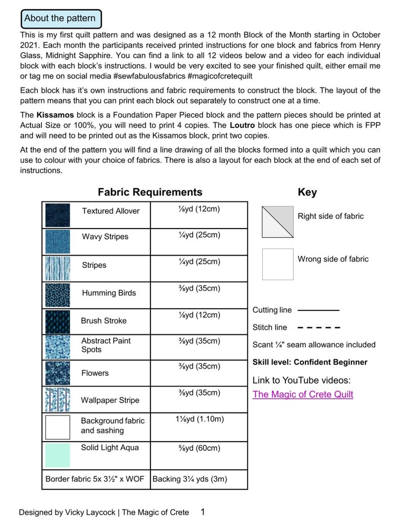 The Magic of Crete Quilt Pattern Instant PDF Download PDF - Etsy