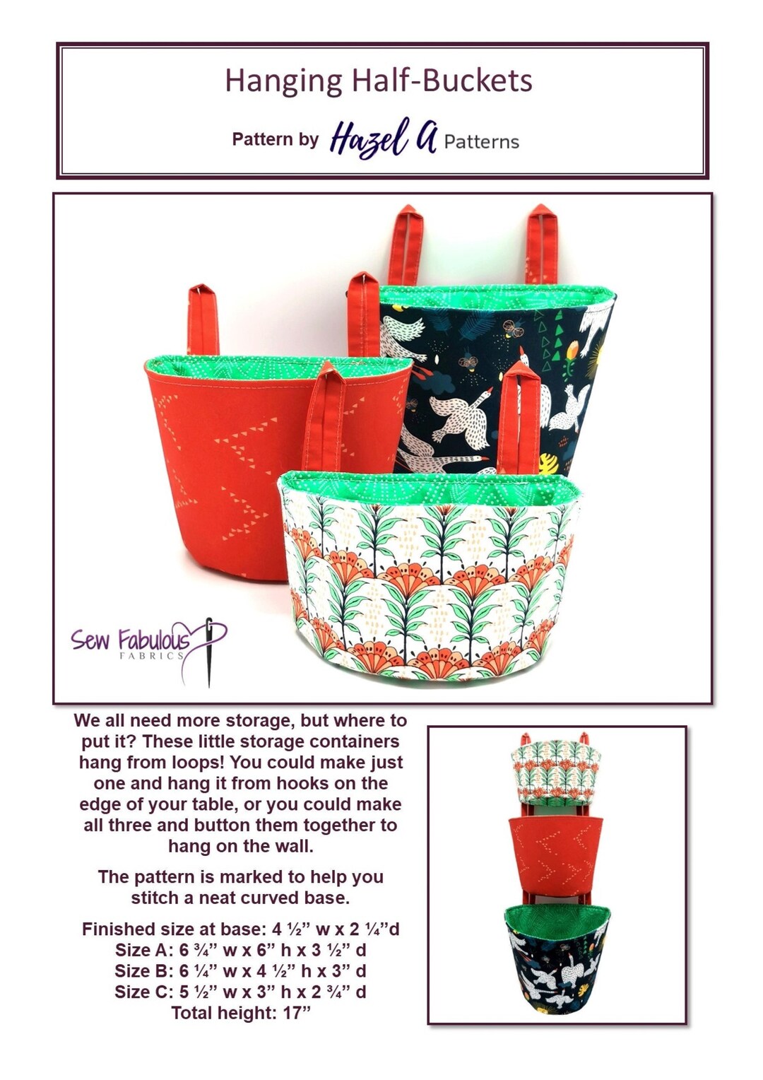 Hanging Half-buckets PDF Pattern, PDF, Storage Pattern, PDF Project - Etsy