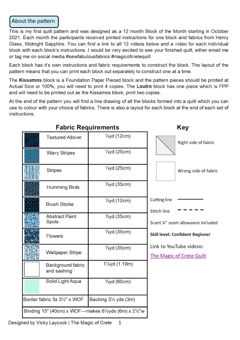 The Magic of Crete Quilt Pattern, Instant PDF Download, PDF Pattern ...