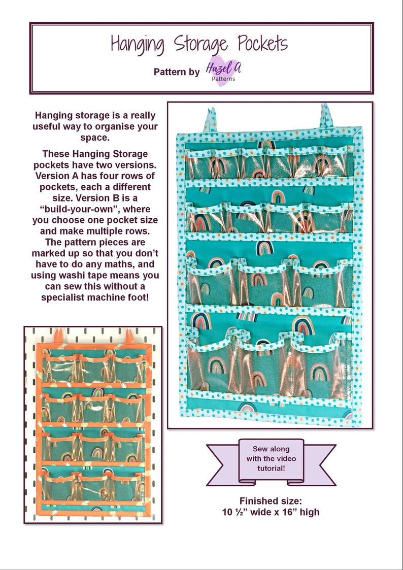 Hanging Storage Pockets PDF Pattern, Sewing Project, Sewing Pattern ...