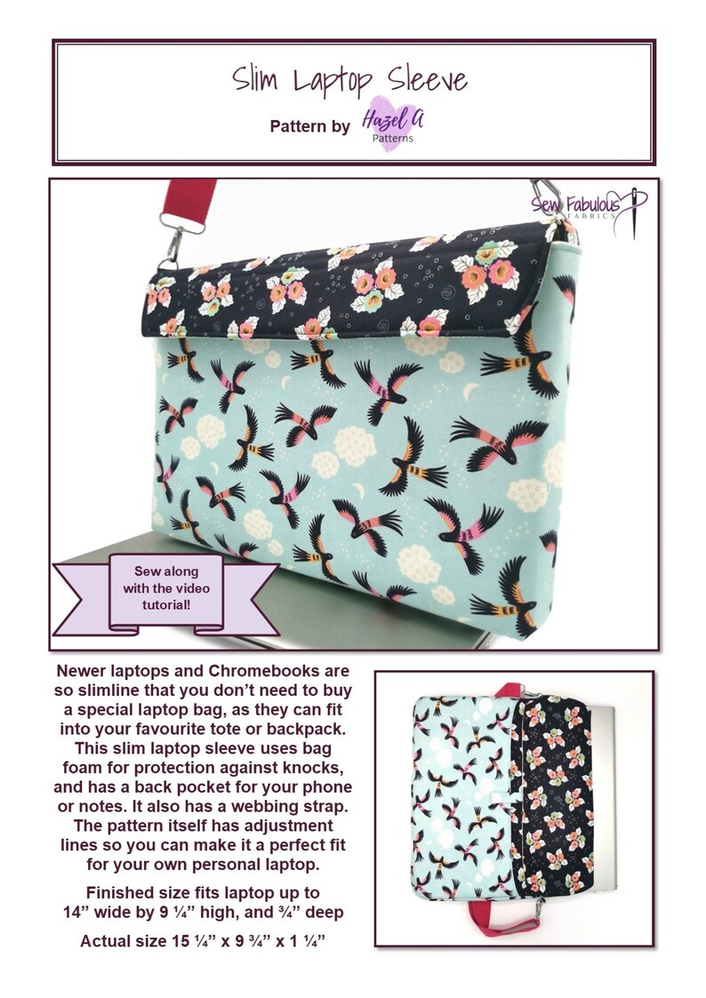 Slim Laptop Sleeve PDF Pattern, Sewing Pattern, PDF Pattern, PDF ...